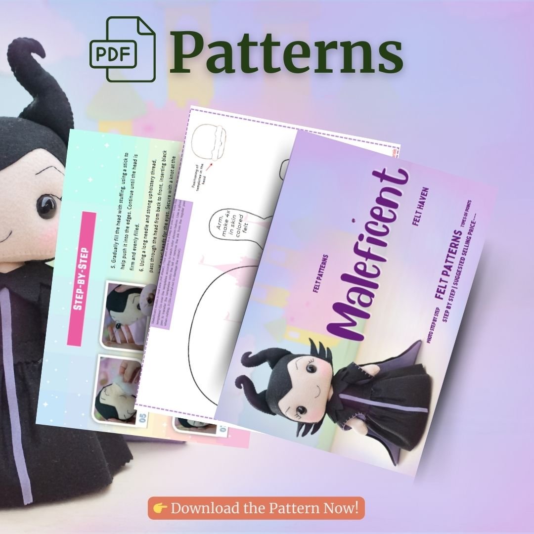 Maleficent Felt Pattern – Villain Plush PDF Template | FeltHaven